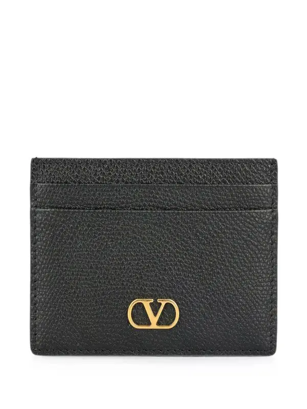 Valentino Garavani Vlogo Signature Grainy Calfskin Card Holder - Black