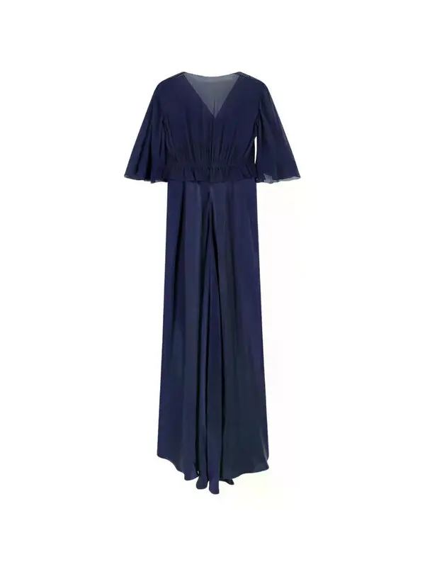Alberta Ferretti Ruffled Satin-finish Maxi Dress - Blue