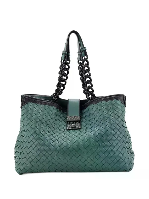 Bottega Veneta Roma Bag Intrecciato Nappa Medium Tote Bag - Green