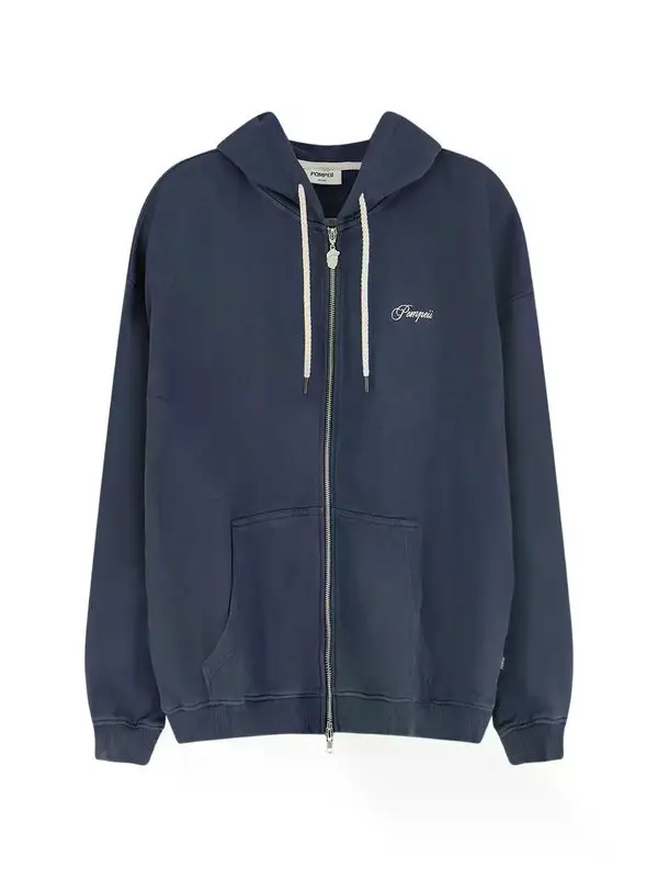 POMPEII Logo-embroidered Zip-up Hoodie