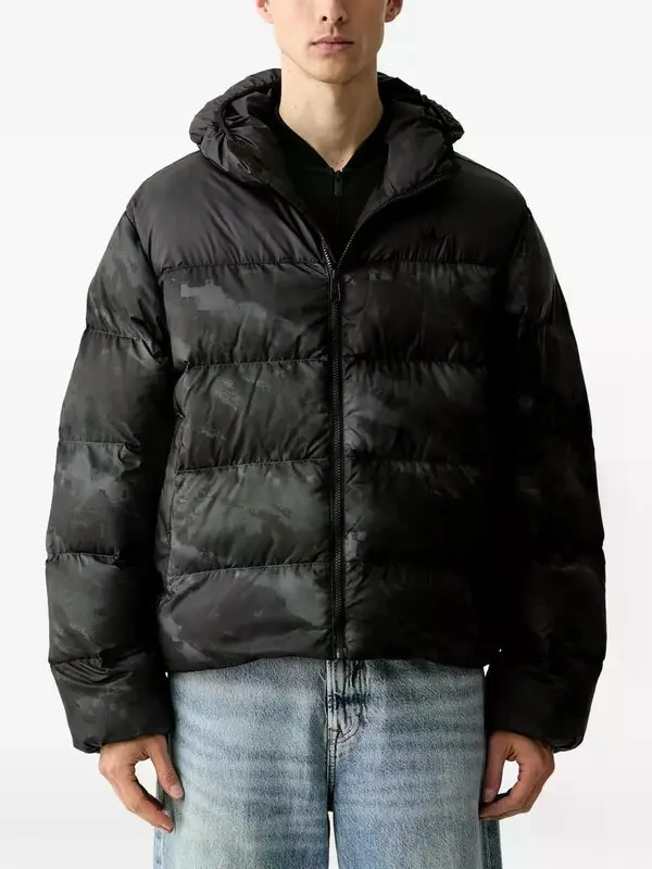 Adidas Camo Regen Hooded Puffer Jacket - Black