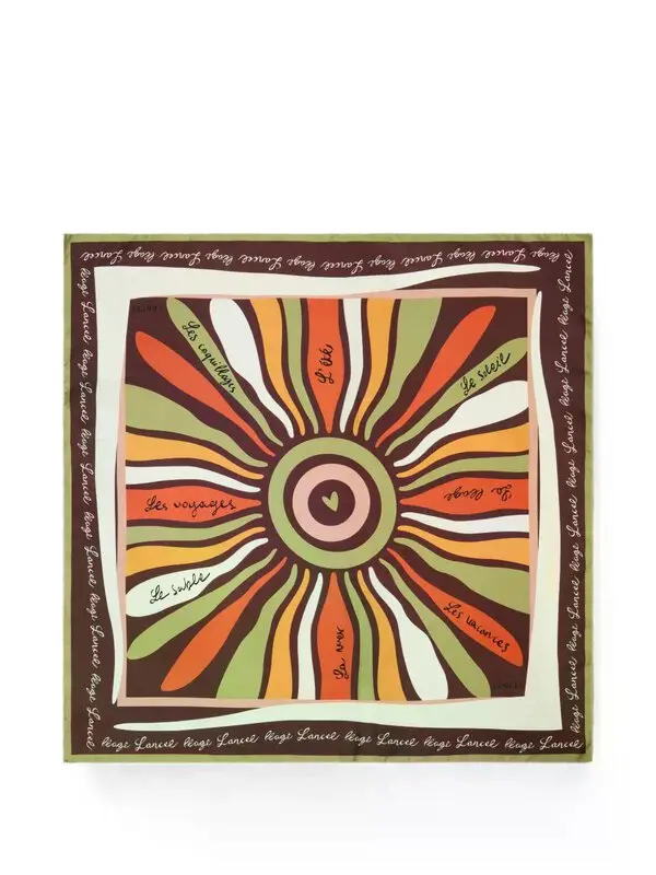 LANCEL Printed Silk Scarf - Brown