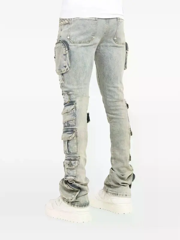 GUAPI Rhinestone-embellished Quilted-panel Jeans