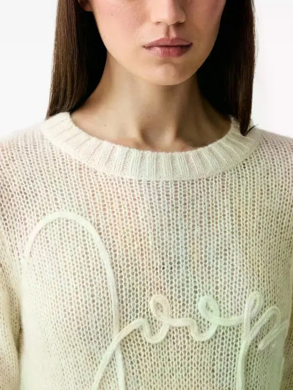 JOOP! Logo Embroidered Open-knit Crew Neck Sweater
