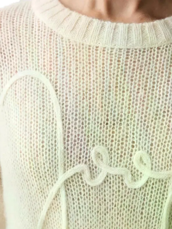JOOP! Logo Embroidered Open-knit Crew Neck Sweater