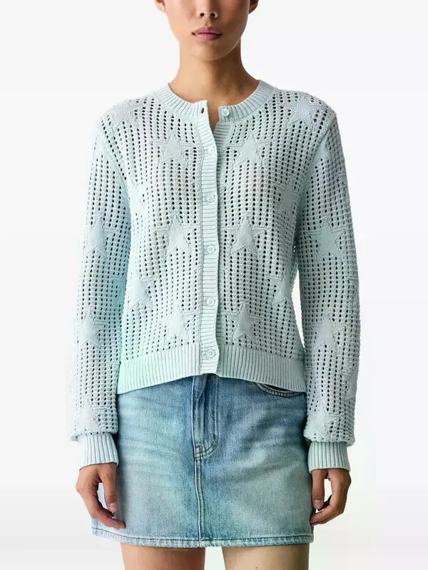 VANS Star-intarsia Pointelle-knit Cardigan - Blue