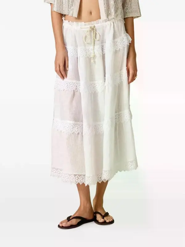 PNK Lace-trim Midi Skirt
