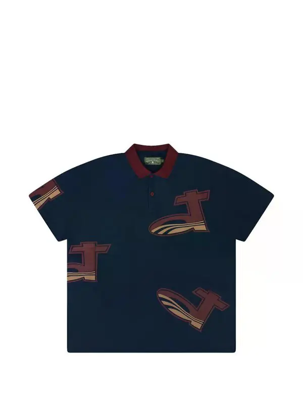 DENIM TEARS Graphic-print Polo Shirt - Blue