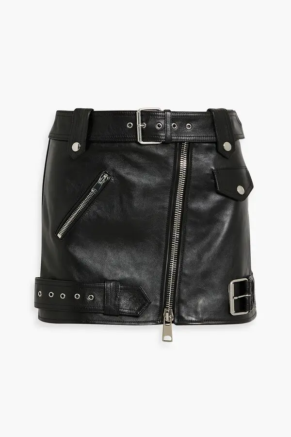 Alexander McQueen Zipdetailed Leather Mini Skirt - Black