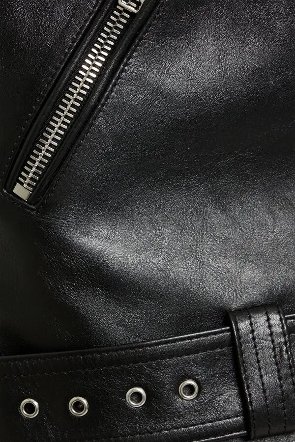 Alexander McQueen Zipdetailed Leather Mini Skirt