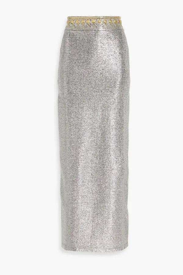 Rabanne Embellished Lamé Maxi Dress - Silver