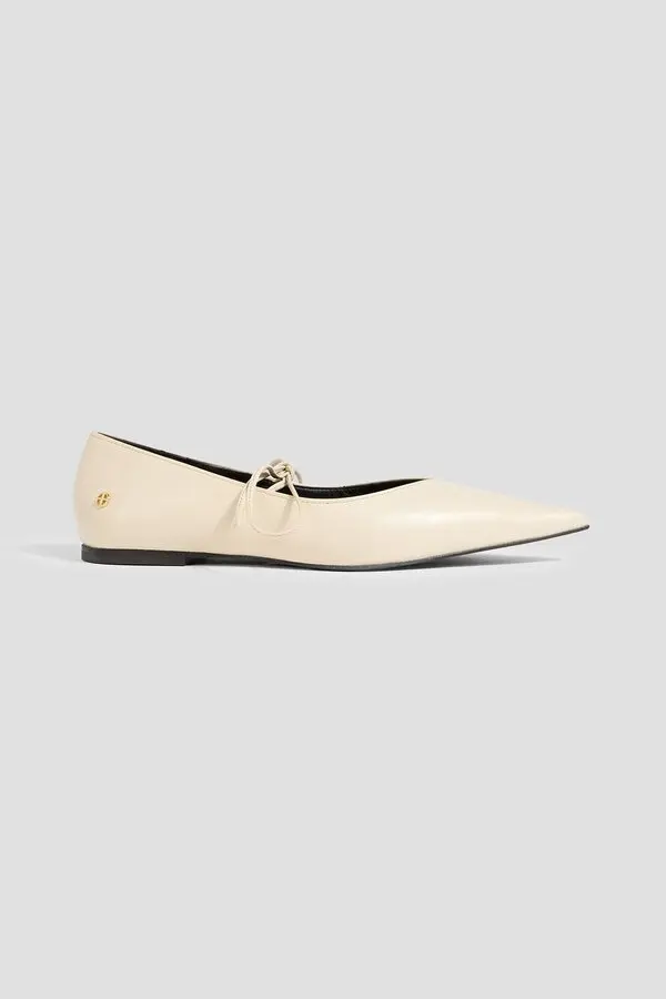 ANINE BING Nikki Leather Pointed Toe Flats - Ivory