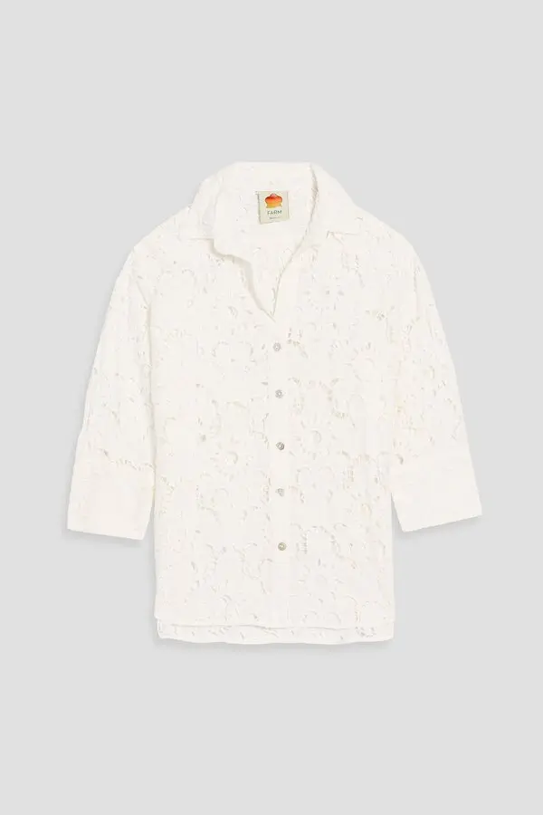 Farm Rio Broderie Anglaise Cotton Shirt - White