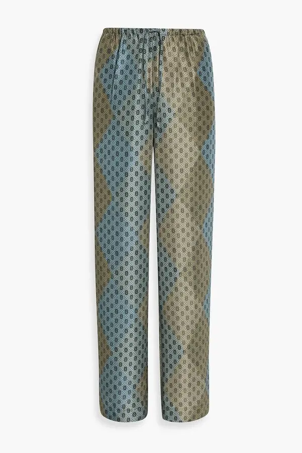 Dries Van Noten Printed Silk Crepe De Chine Straightleg Pants - Stone