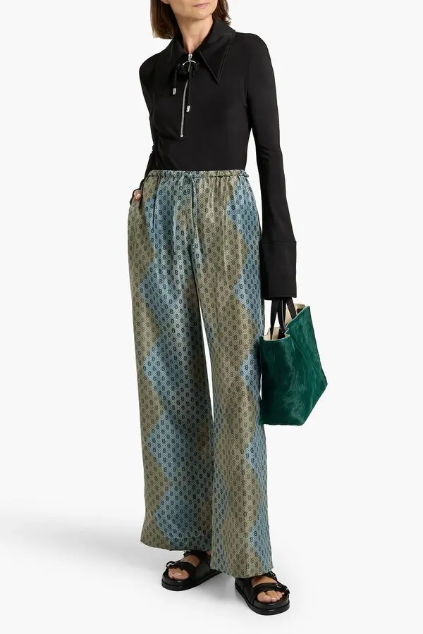 Dries Van Noten Printed Silk Crepe De Chine Straightleg Pants
