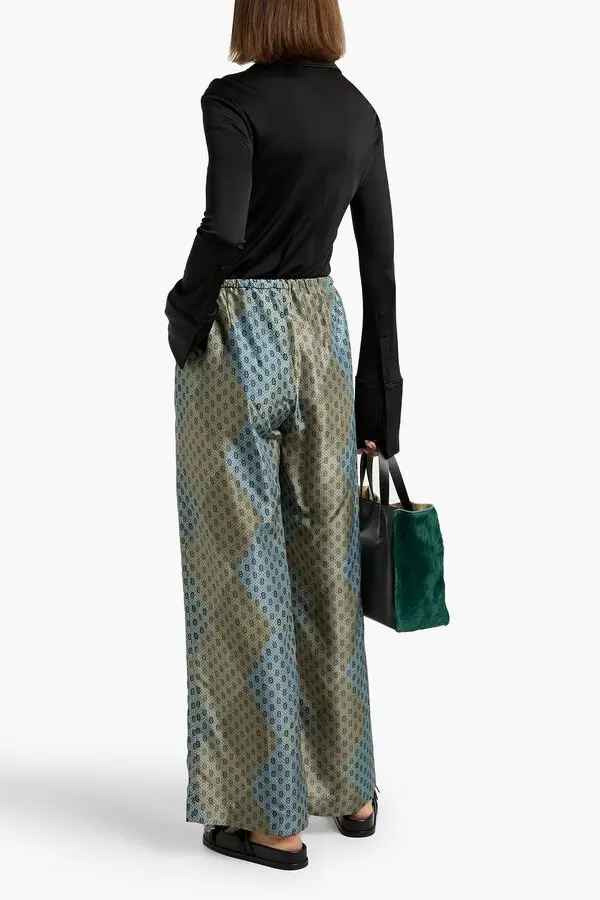 Dries Van Noten Printed Silk Crepe De Chine Straightleg Pants