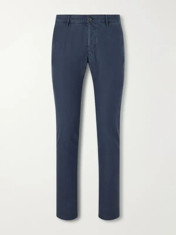 SLOWEAR Straight-leg Stretch-cotton Trousers - Blue