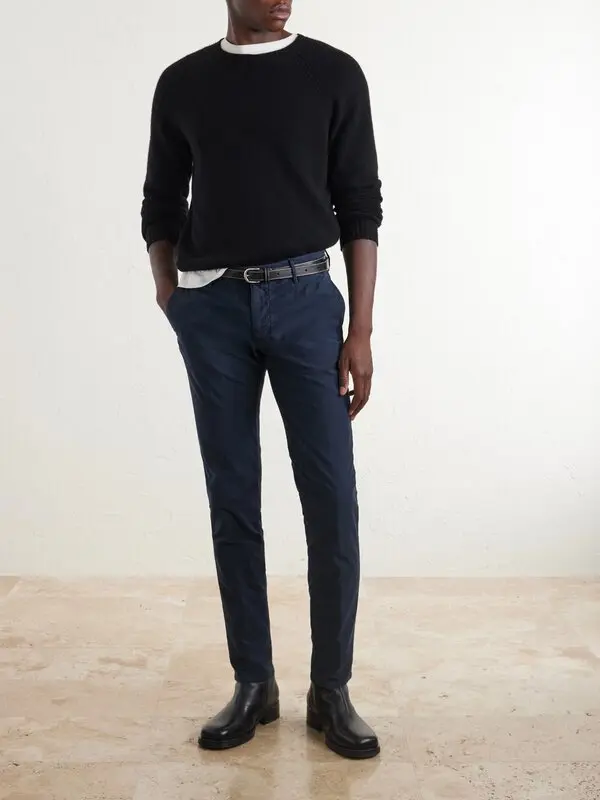 SLOWEAR Straight-leg Stretch-cotton Trousers - Blue