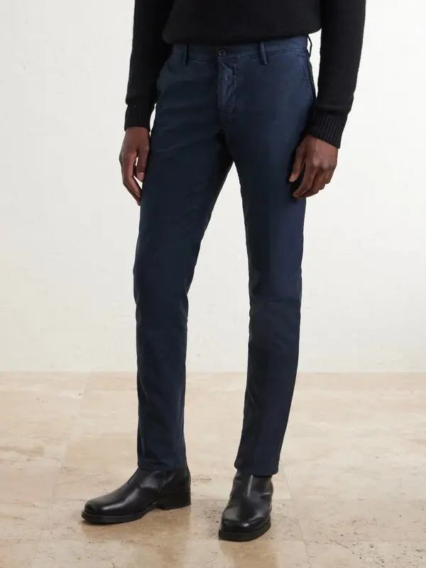 SLOWEAR Straight-leg Stretch-cotton Trousers - Blue