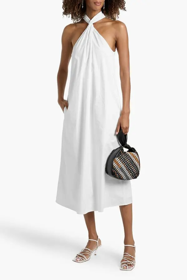 ANINE BING Cosette Twisted Cotton-poplin Midi Dress