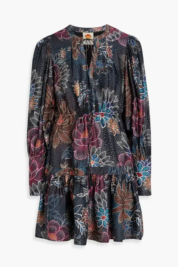 Farm Rio Printed Crepe Mini Dress - Black