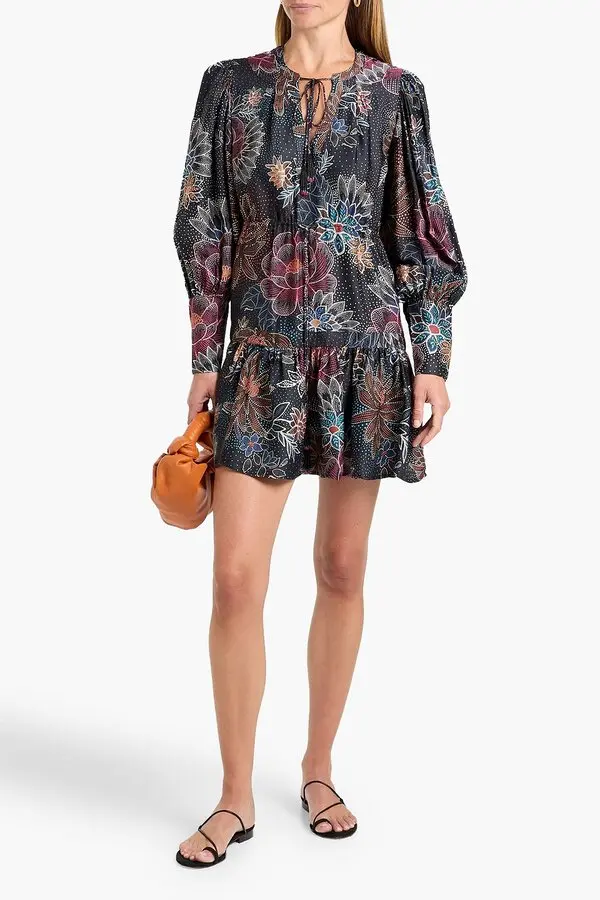 Farm Rio Printed Crepe Mini Dress