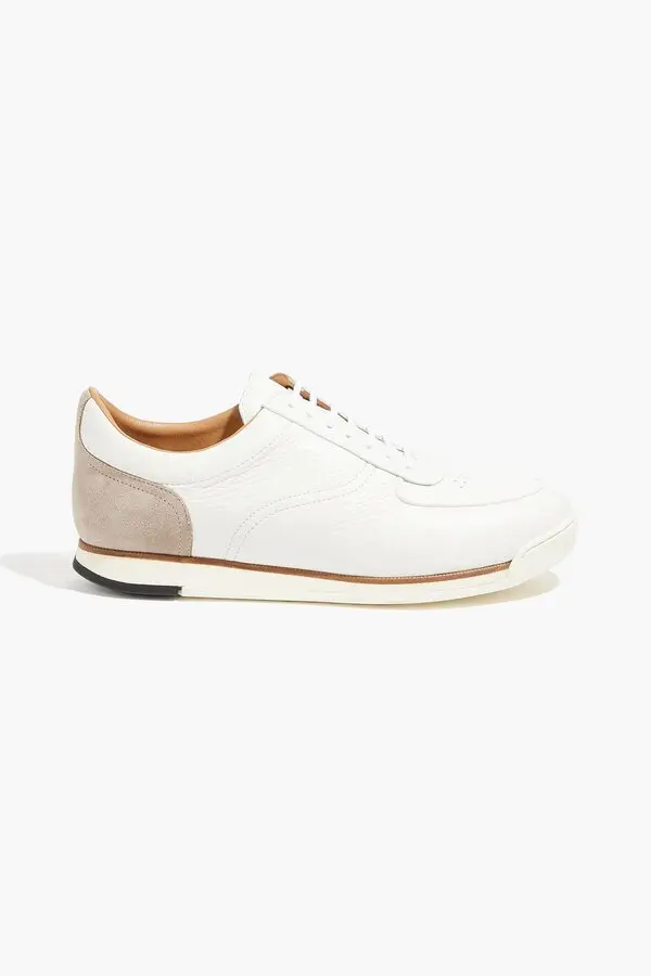 John Lobb Textured Glossed Leather Sneakers - Off-white