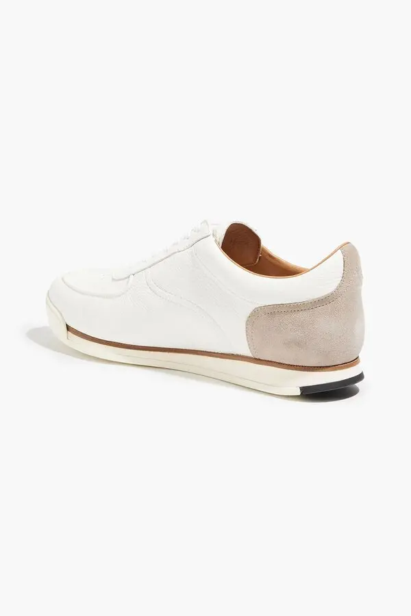 John Lobb Textured Glossed Leather Sneakers - Off-white