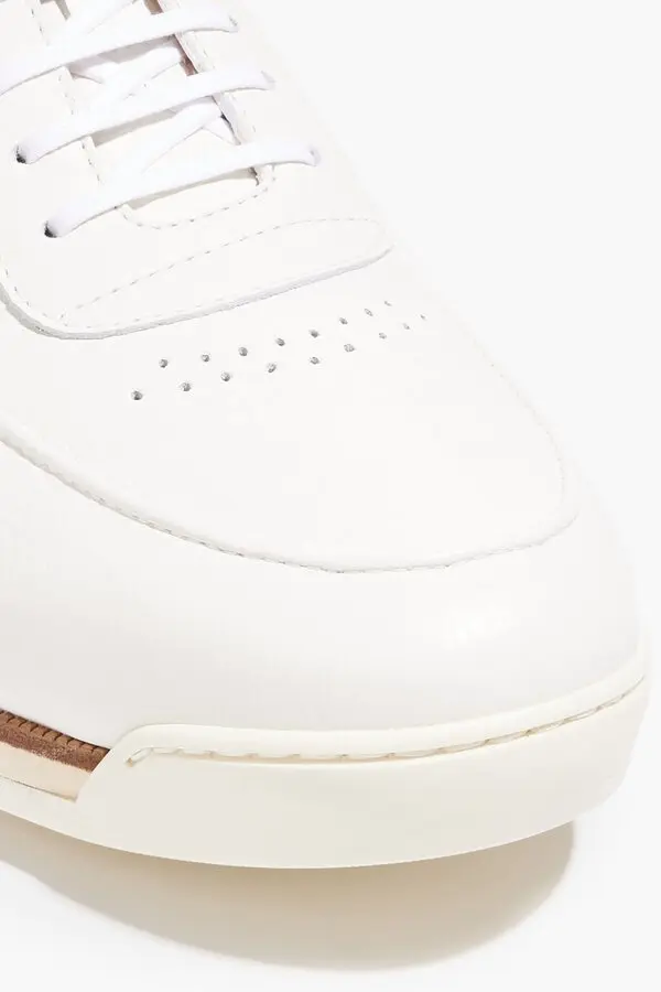 John Lobb Textured Glossed Leather Sneakers - Off-white