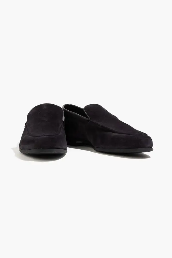 John Lobb Pebbled Leathertrimmed Suede Loafers