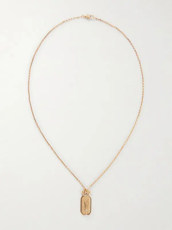 Saint Laurent Cassandre Tablet Pendant Necklace - Gold