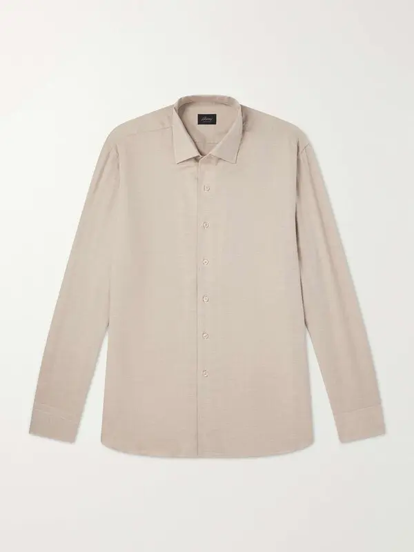 Brioni Marcello Cotton And Cashmere-blend Shirt - Beige