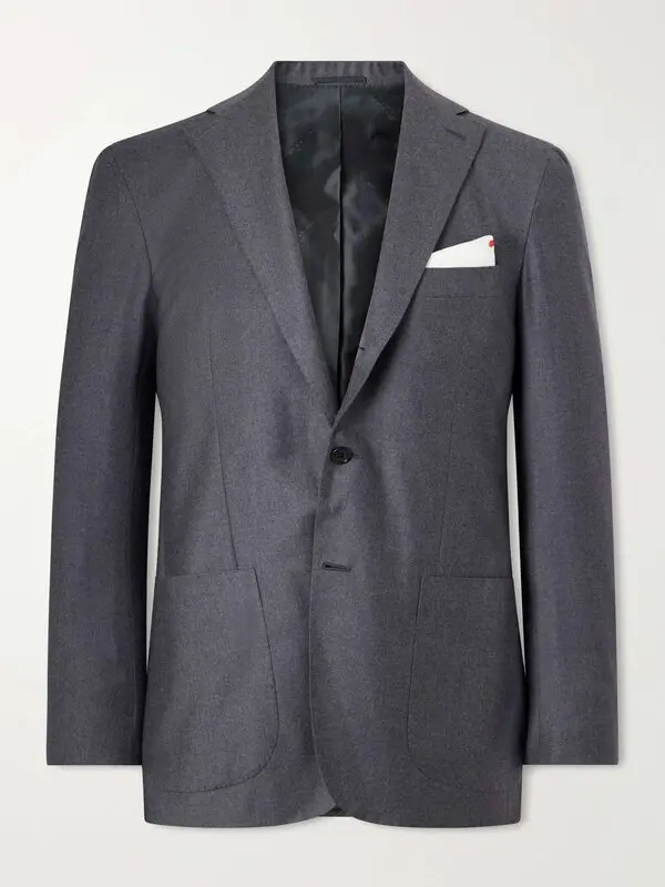 Kiton Brushed Wool Suit Jacket - Gray