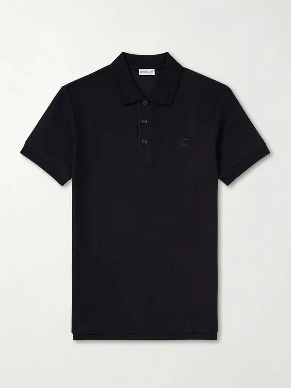 Burberry Logo-embroidered Cotton-piqué Polo Shirt