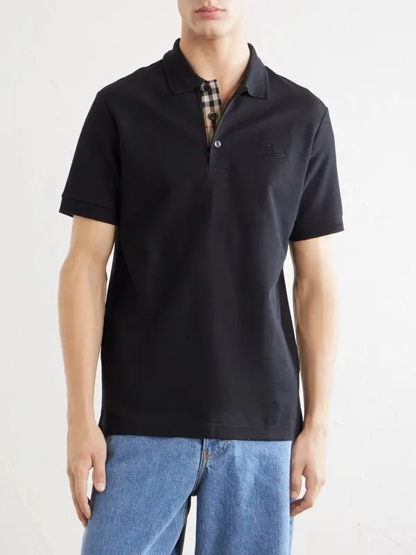 Burberry Logo-embroidered Cotton-piqué Polo Shirt