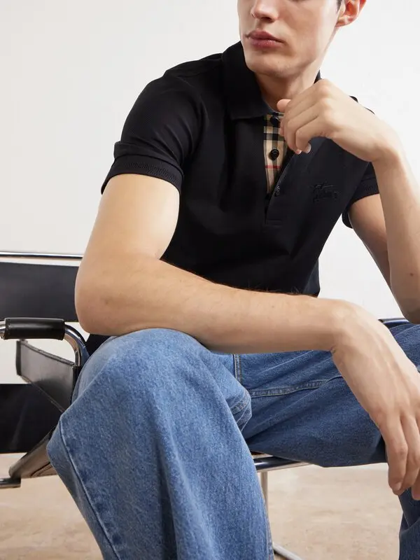 Burberry Logo-embroidered Cotton-piqué Polo Shirt