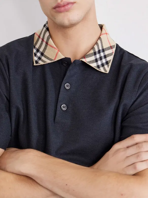 Burberry Checked Cotton-piqué Polo Shirt