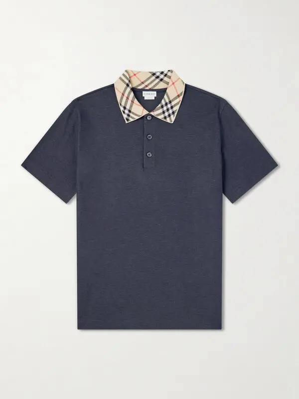 Burberry Checked Cotton-piqué Polo Shirt