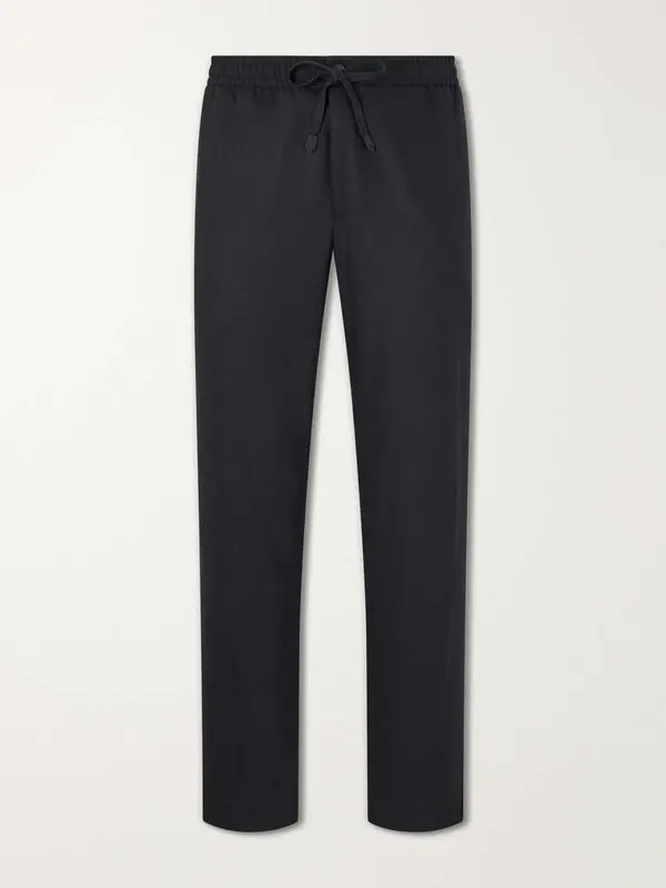 Canali Straight-leg Wool-blend Trousers - Black