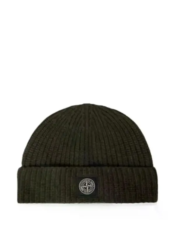Stone Island Logo-patch Ribbed-knit Beanie Hat