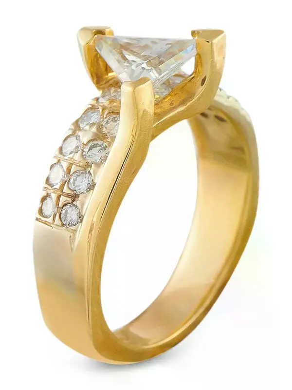 LB EXCLUSIVE 18k Yellow Trillion-cut Diamond Ring With Pave Accents