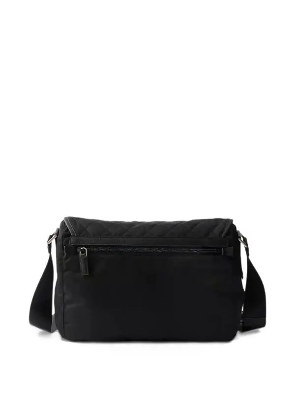 Prada Large Quilted Re-nylon Shoulder Bag With Saffiano Trim