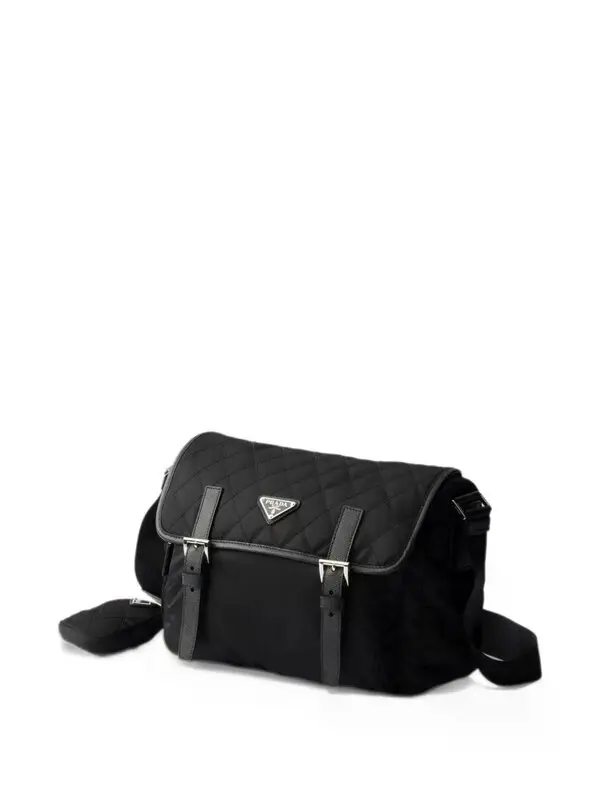 Prada Large Quilted Re-nylon Shoulder Bag With Saffiano Trim