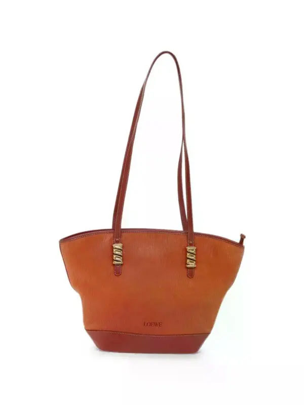 Loewe Velazquez Embossed-logo Leather Tote Bag - Orange
