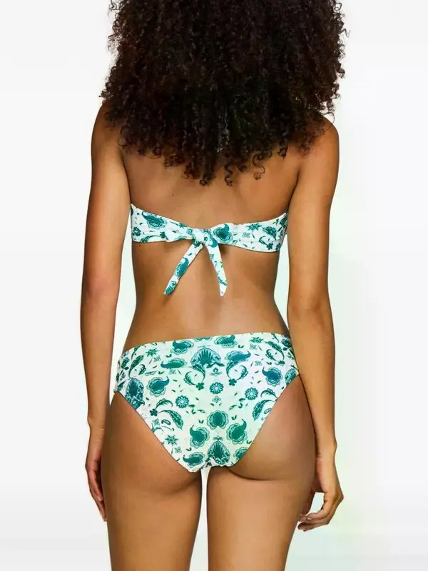 Heidi Klein Kos Paisley-print Textured Bikini Bottoms - White