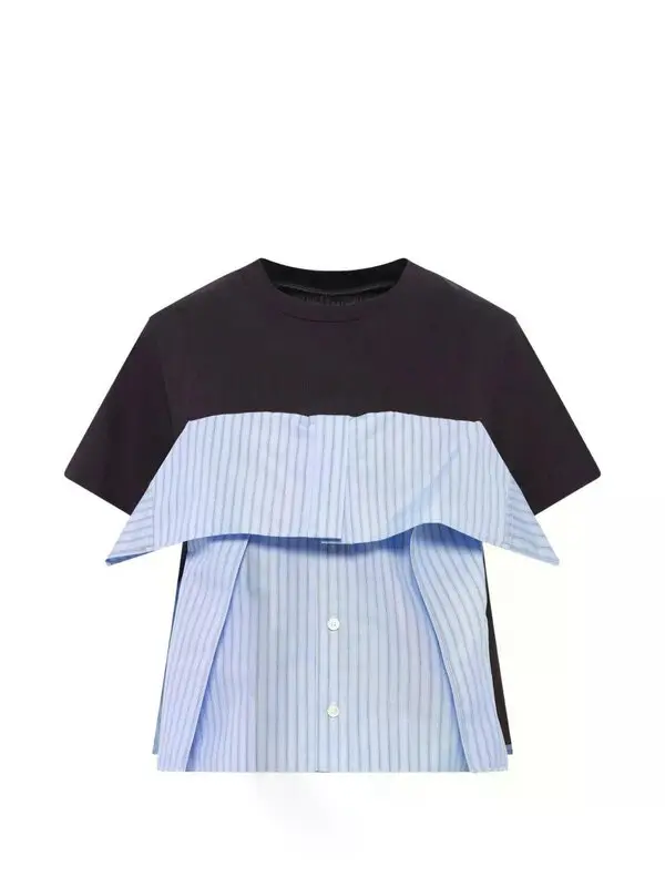 Sacai Striped Panelled T-shirt - Black