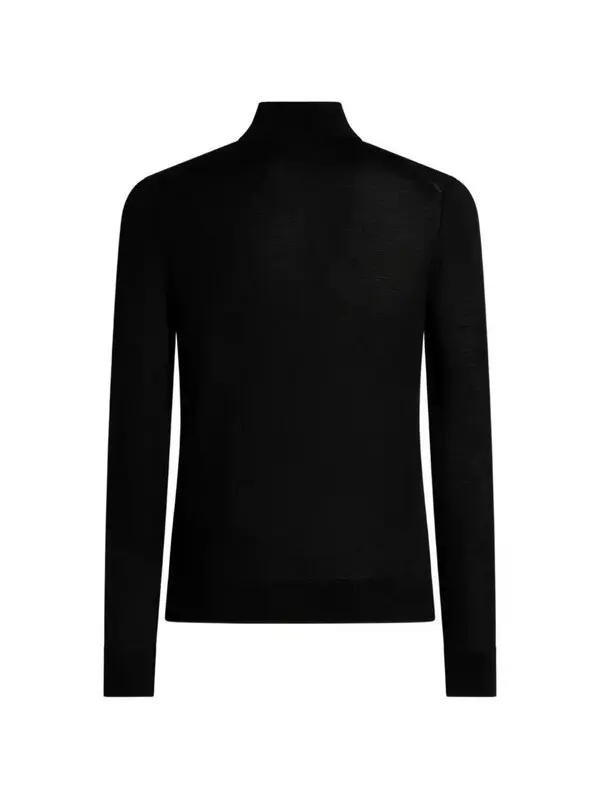 Etro Wool And Silk Sweater With Zip And Pegaso Embroidery