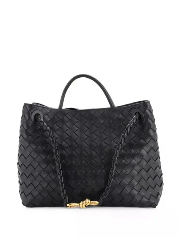 Bottega Veneta Andiamo Top Handle Bag Intrecciato Nappa Medium Satchel - Black