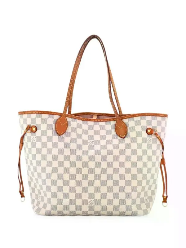 LOUIS VUITTON Neverfull Nm Damier Mm Tote Bag - White