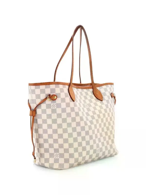 LOUIS VUITTON Neverfull Nm Damier Mm Tote Bag - White